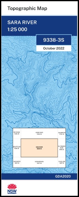 Sara River 1-25,000 NSW Topographic Map 9338-3-S - Maps, Books & Travel ...