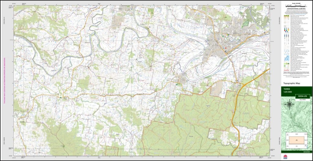 Taree 1-25,000 NSW Topographic Map 9334-2-S - Maps, Books & Travel Guides