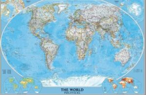 World A4 Political Map Curved Style - Maps, Books & Travel Guides