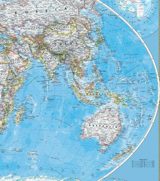 World A4 Political Map Curved Style - Maps, Books & Travel Guides