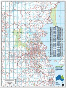 Brisbane and Queensland Folded Paper Postcode Map Cartodraft - Maps ...