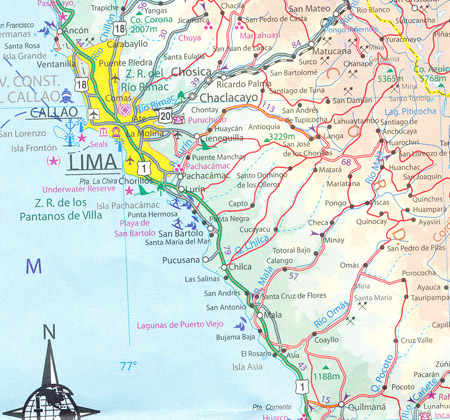 Lima Central Peru Map ITMB - Maps, Books & Travel Guides