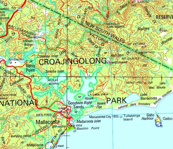 Mallacoota 1-250,000 Topographic Map - Maps, Books & Travel Guides