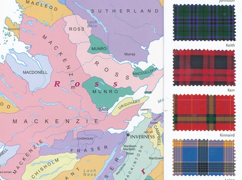 Tartans Map of Scotland Collins - Maps, Books & Travel Guides