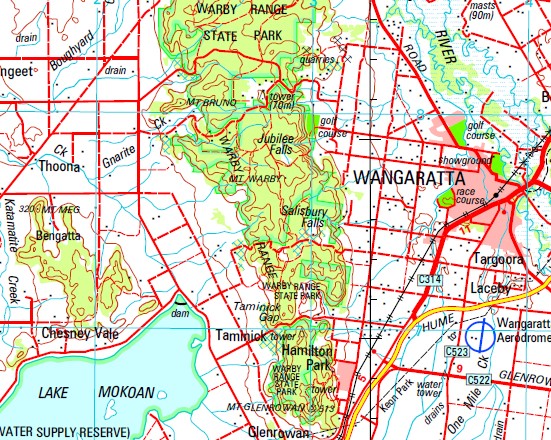 Wangaratta 1-250,000 Topographic Map - Maps, Books & Travel Guides