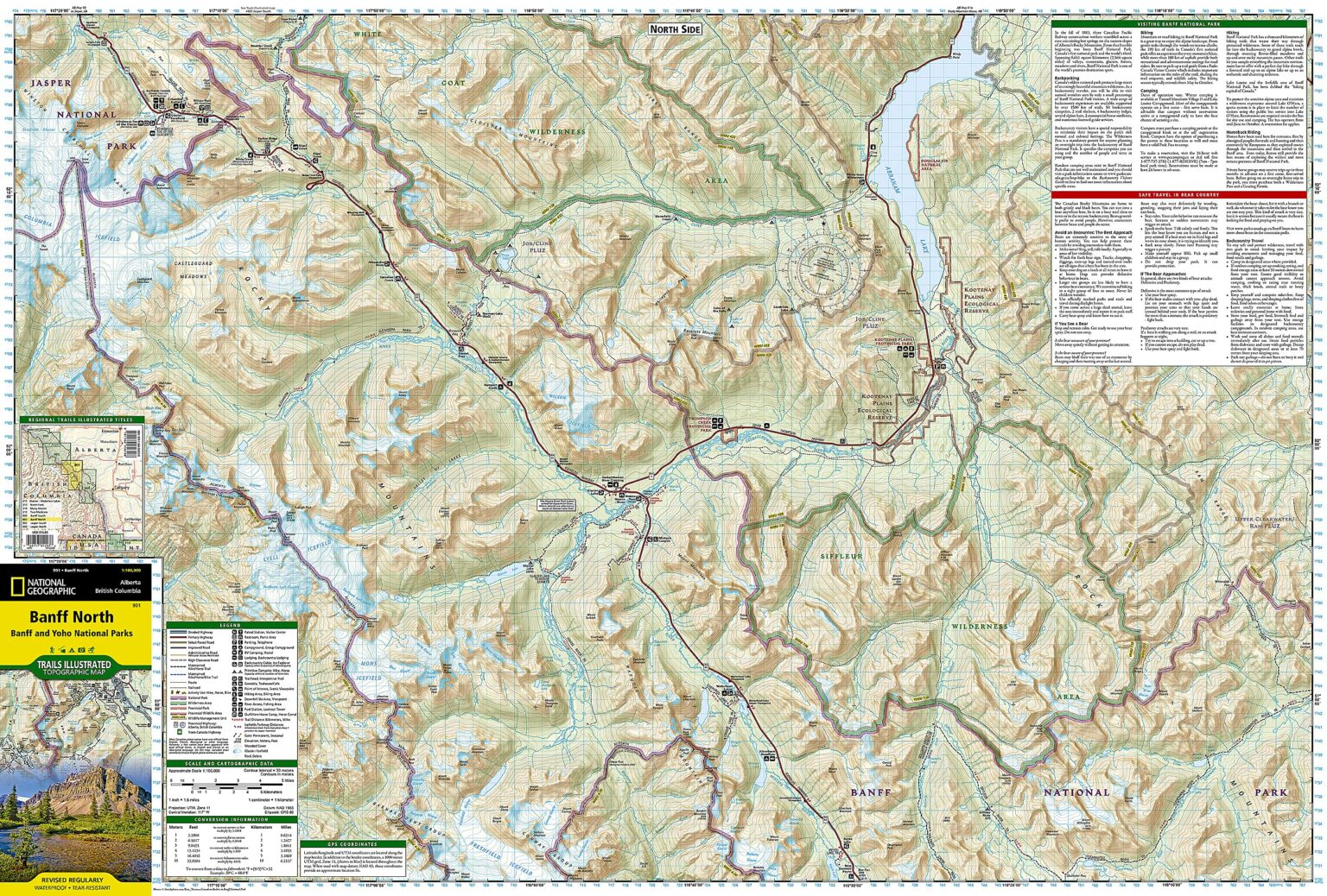 Banff North Map National Geographic - Maps, Books & Travel Guides