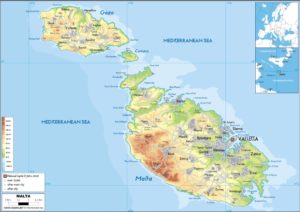 Malta and Gozo Physical Poster Flat Small - Maps, Books & Travel Guides