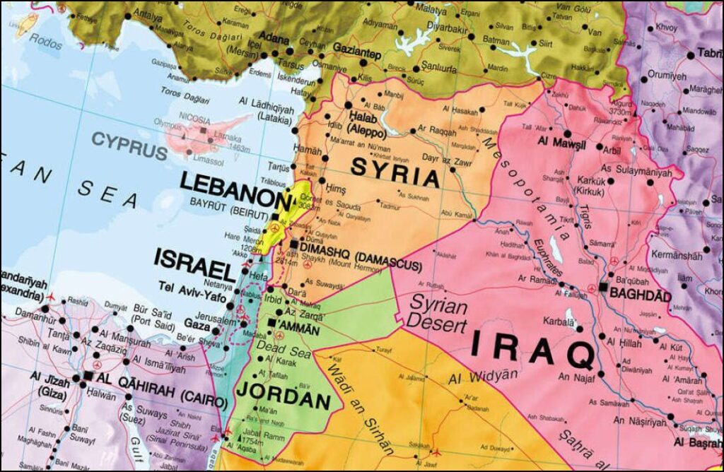 Middle East Political Map Maps International - Maps, Books & Travel Guides