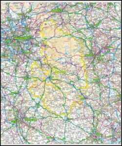 Peak District Road Map A-Z Flat Poster - Maps, Books & Travel Guides