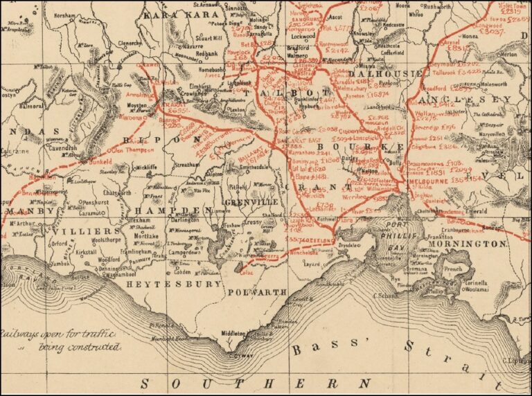 Victorian Railways Map 1874 Flat Poster - Maps, Books & Travel Guides