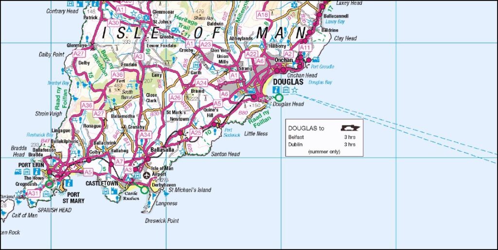 Isle of Man South Road Map Flat - Maps, Books & Travel Guides