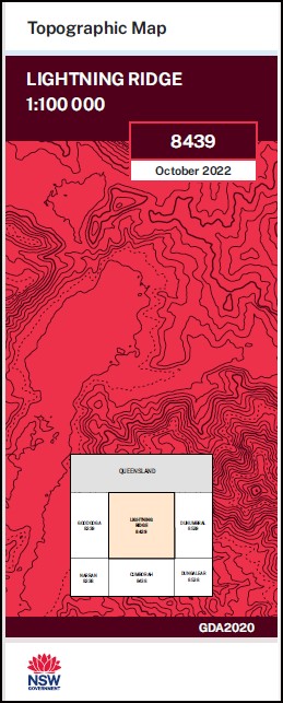 Lightning Ridge 1-100,000 NSW Topographic Map 8439 - Maps, Books ...