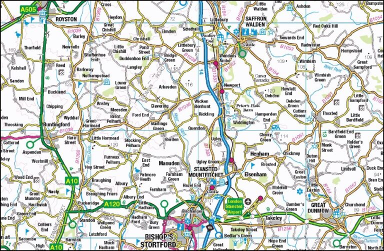 Hertfordshire Cambridge Area Road Map Flat - Maps, Books & Travel Guides