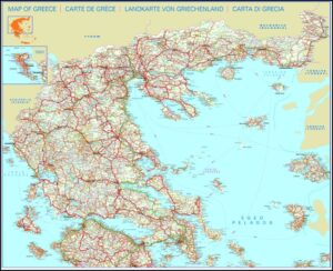 Greece Road Map Poster Flat Paper and Laminated - Maps, Books & Travel ...