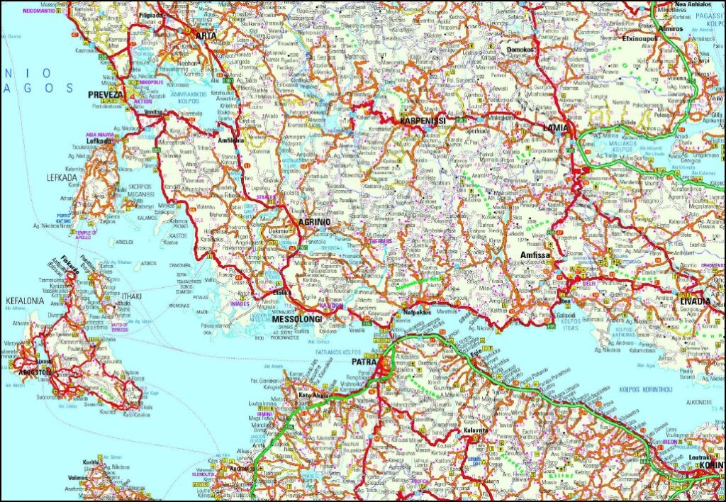 Greece Road Map Poster Flat Paper and Laminated - Maps, Books & Travel ...