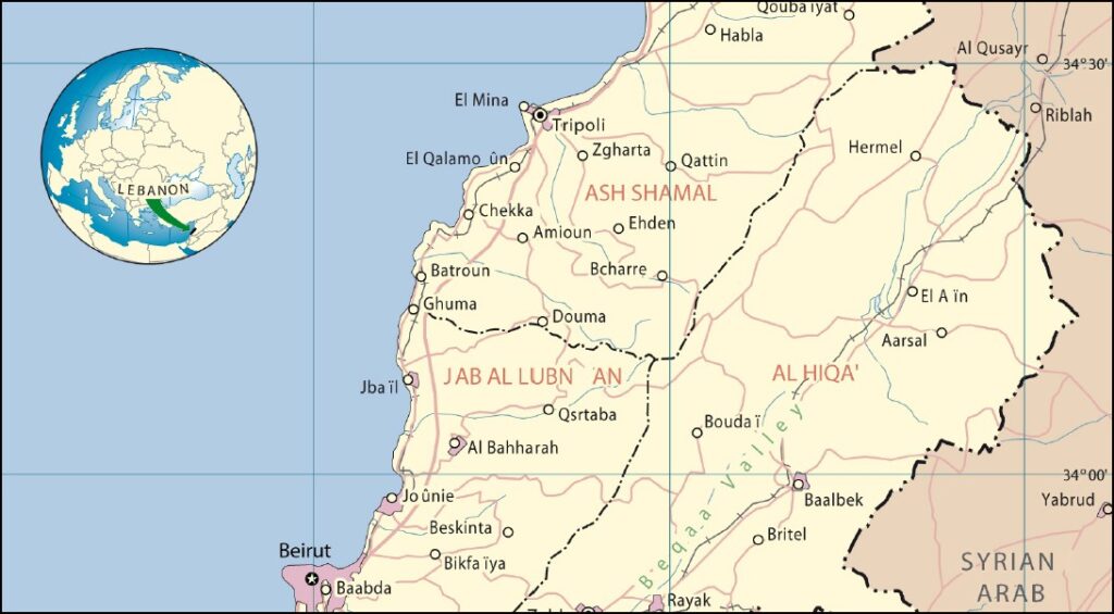 Lebanon Map Flat Poster - Maps, Books & Travel Guides