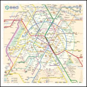 Paris Metro Rail Map Flat Poster - Maps, Books & Travel Guides