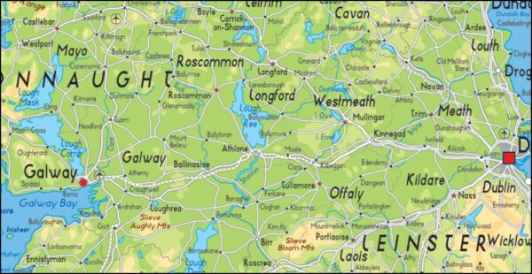 Ireland Physical Road Map Flat and Folded - Maps, Books & Travel Guides