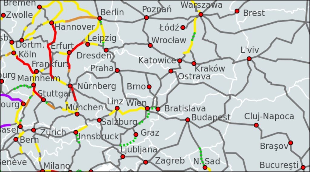 Europe High Speed Rail Map - Maps, Books & Travel Guides