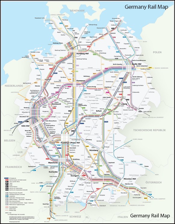 Germany Rail Map - Maps, Books & Travel Guides