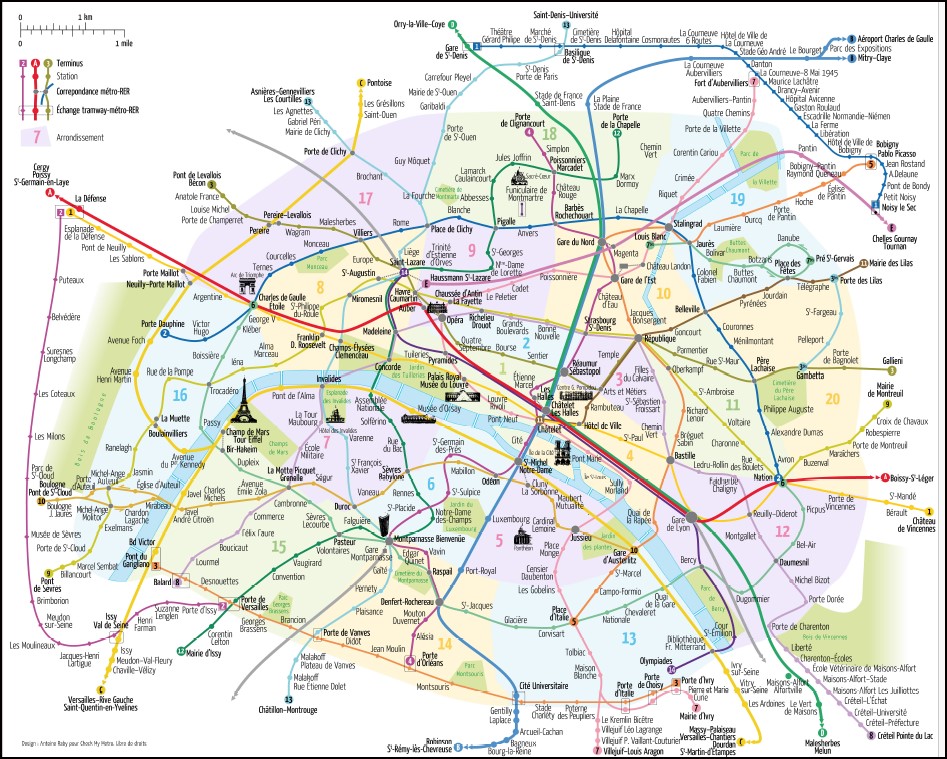 Paris Metro Rail Map Large - Maps, Books & Travel Guides