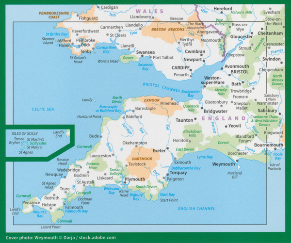 South West England Map OS Road - Maps, Books & Travel Guides