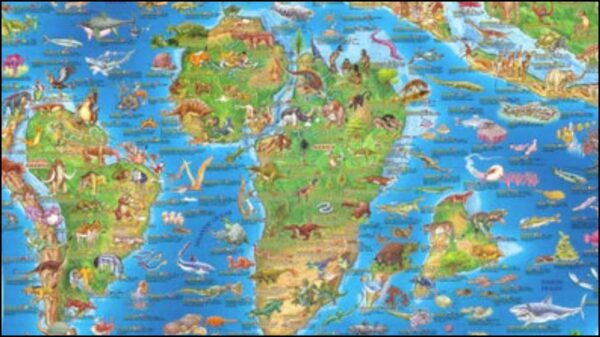Prehistoric World Map Flat Illustrated Laminated - Maps, Books & Travel ...